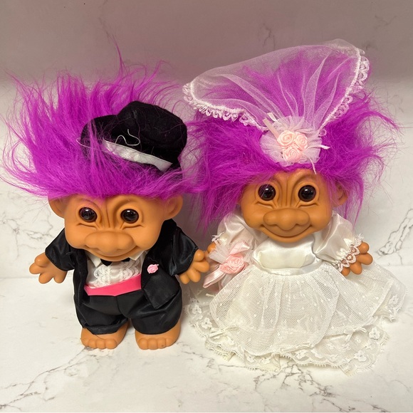 Russ | Toys | Vintage Russ Troll Dolls Wedding Bride Groom 8 Bride Has ...